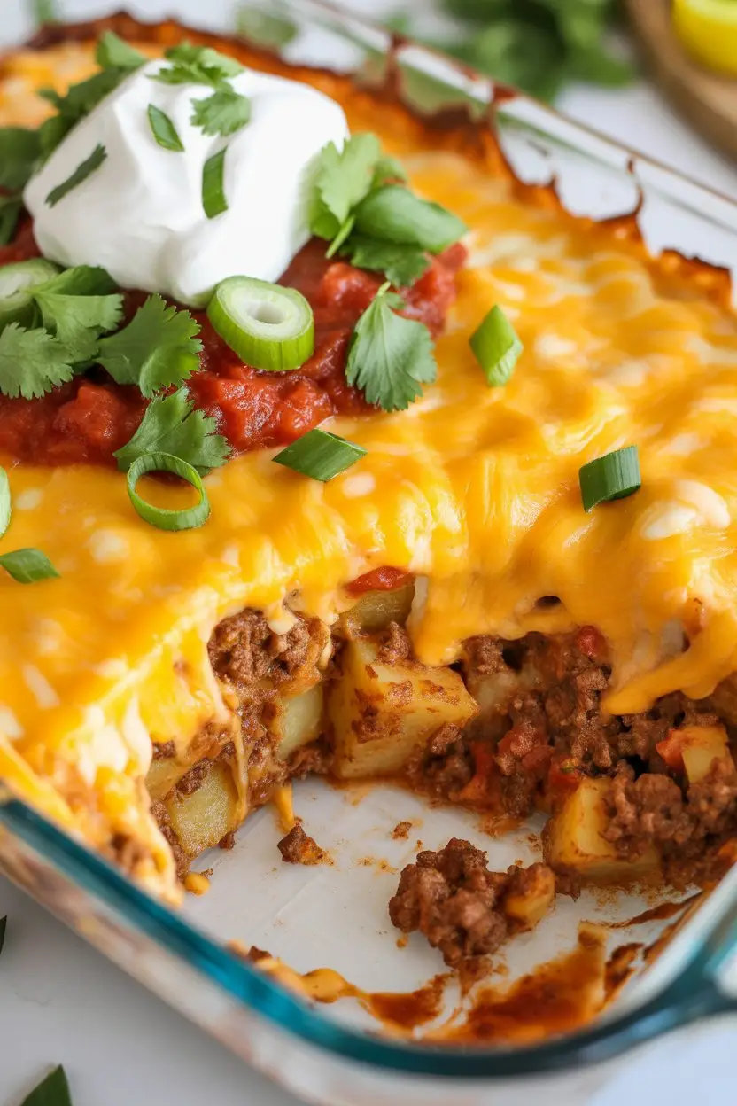 Cheesy Taco Potatoes Bake